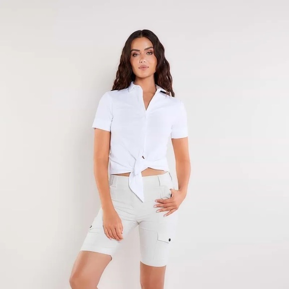 Anatomie | Tops | Anatomie Dot Saira Buttondown With Tie Front White ...